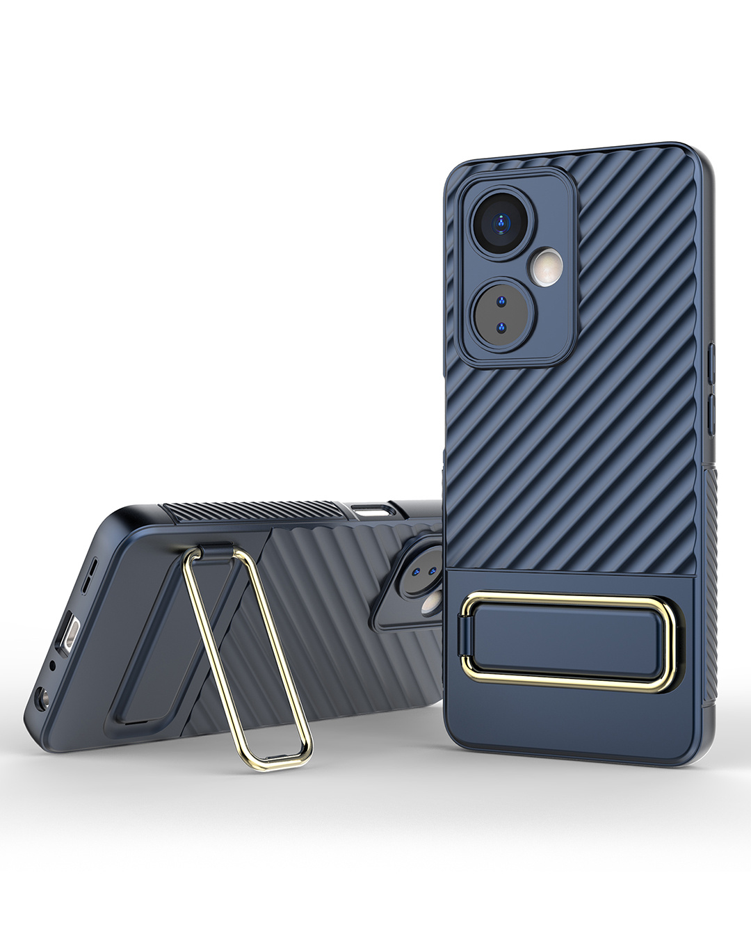 Buy OnePlus Nord CE 3 Lite 5G Blue Back Cover With Gold Metal Kickstand ...