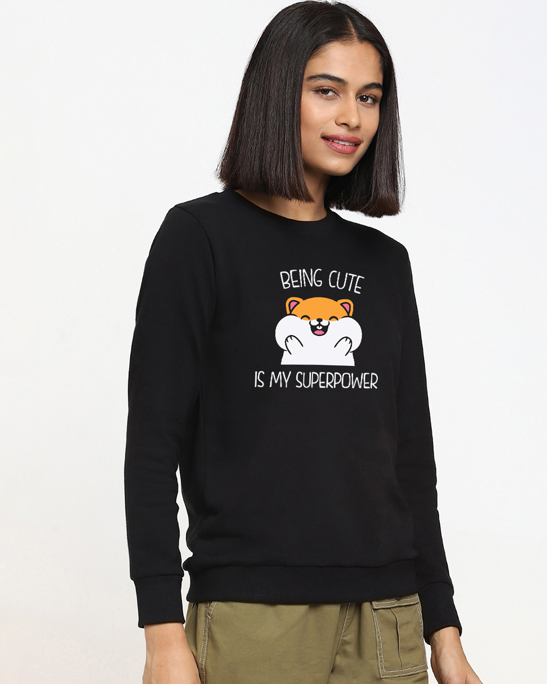 Buy Women's Only Pawsitivity Relaxed Fit Sweatshirt Online at Bewakoof
