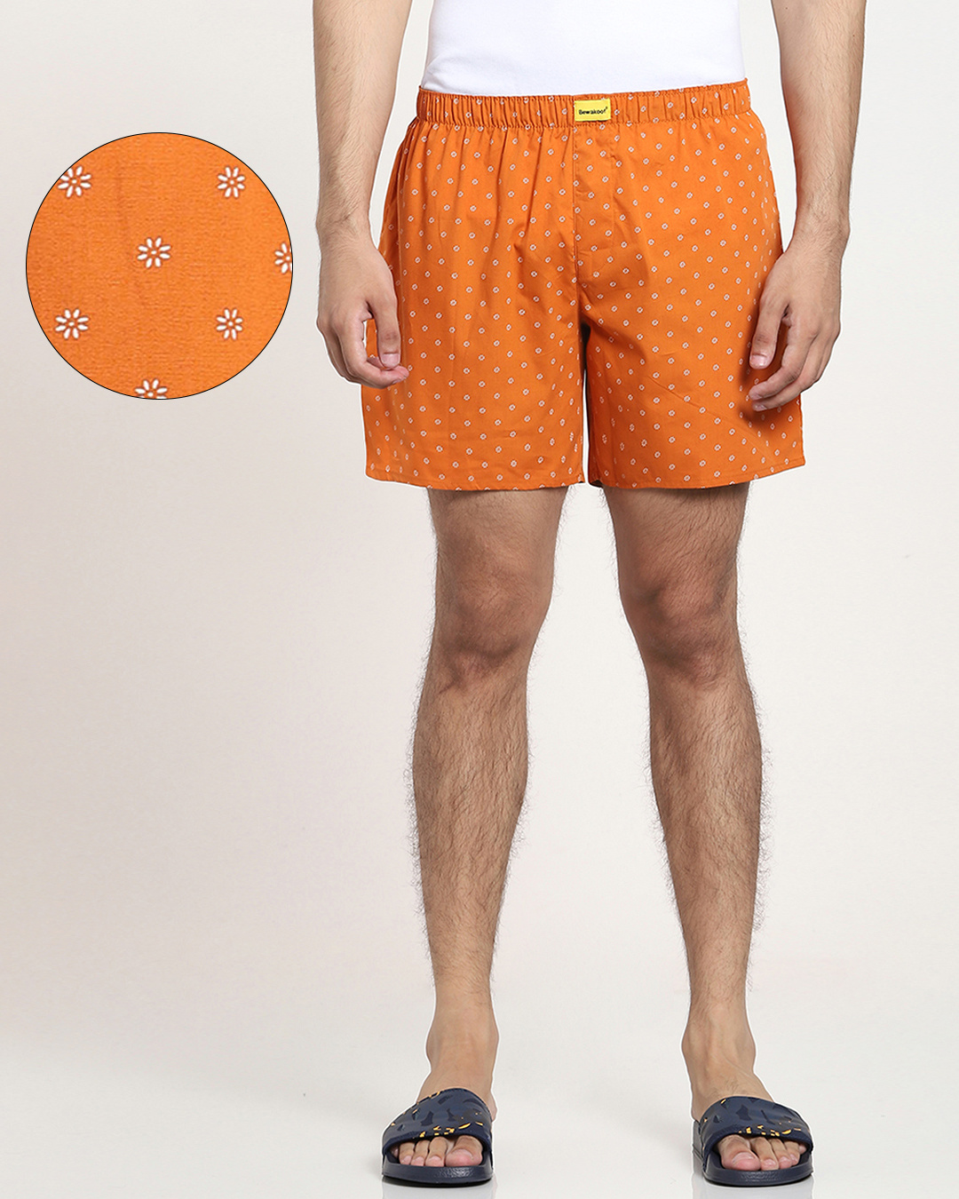 Buy Orange AOP Geometric Print B Boxers Online in India at Bewakoof