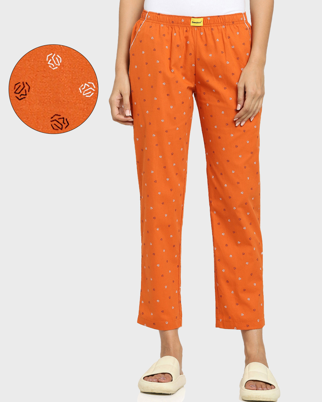 Buy Orange AOP Geometric Print E Pyjamas Online in India at Bewakoof
