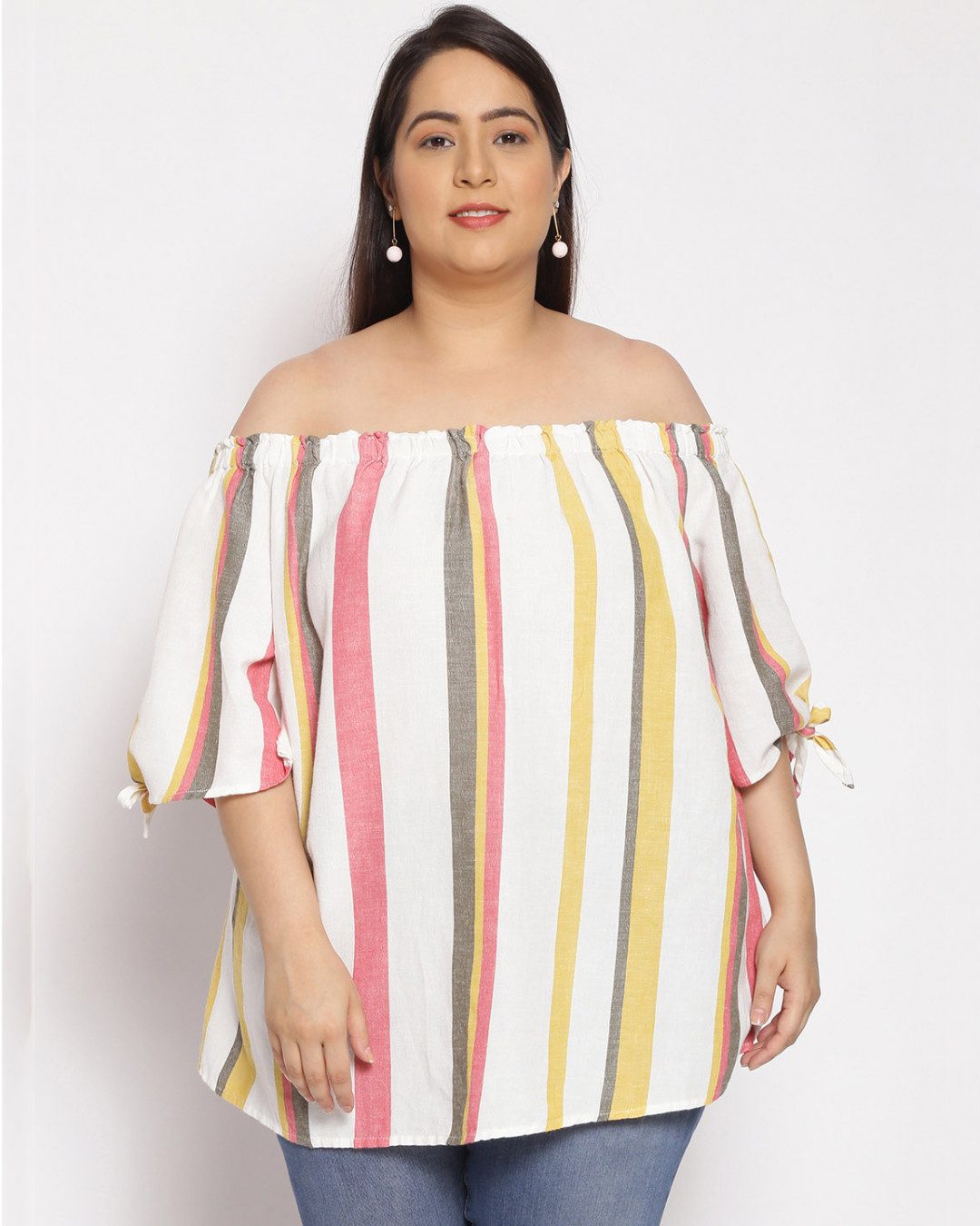 Buy Women's Plus Size Multicolor Striped Off Shoulder Top Online in ...