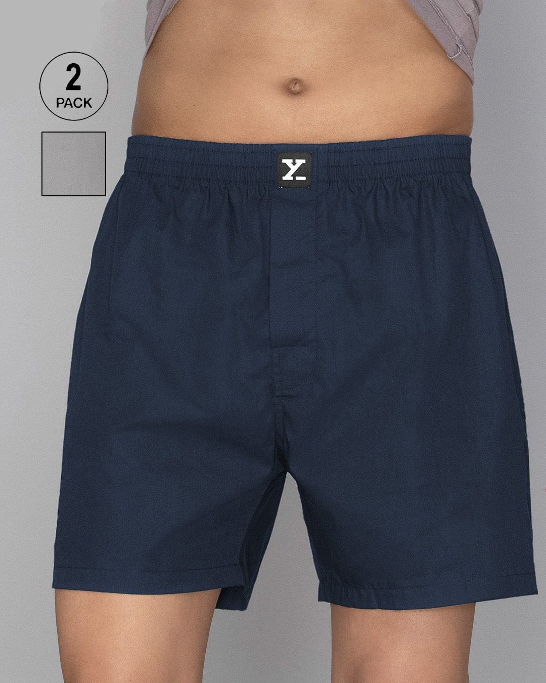 Buy Pack of 2 Men's Midnight Blue & Ash Grey Boxers Online in India at ...