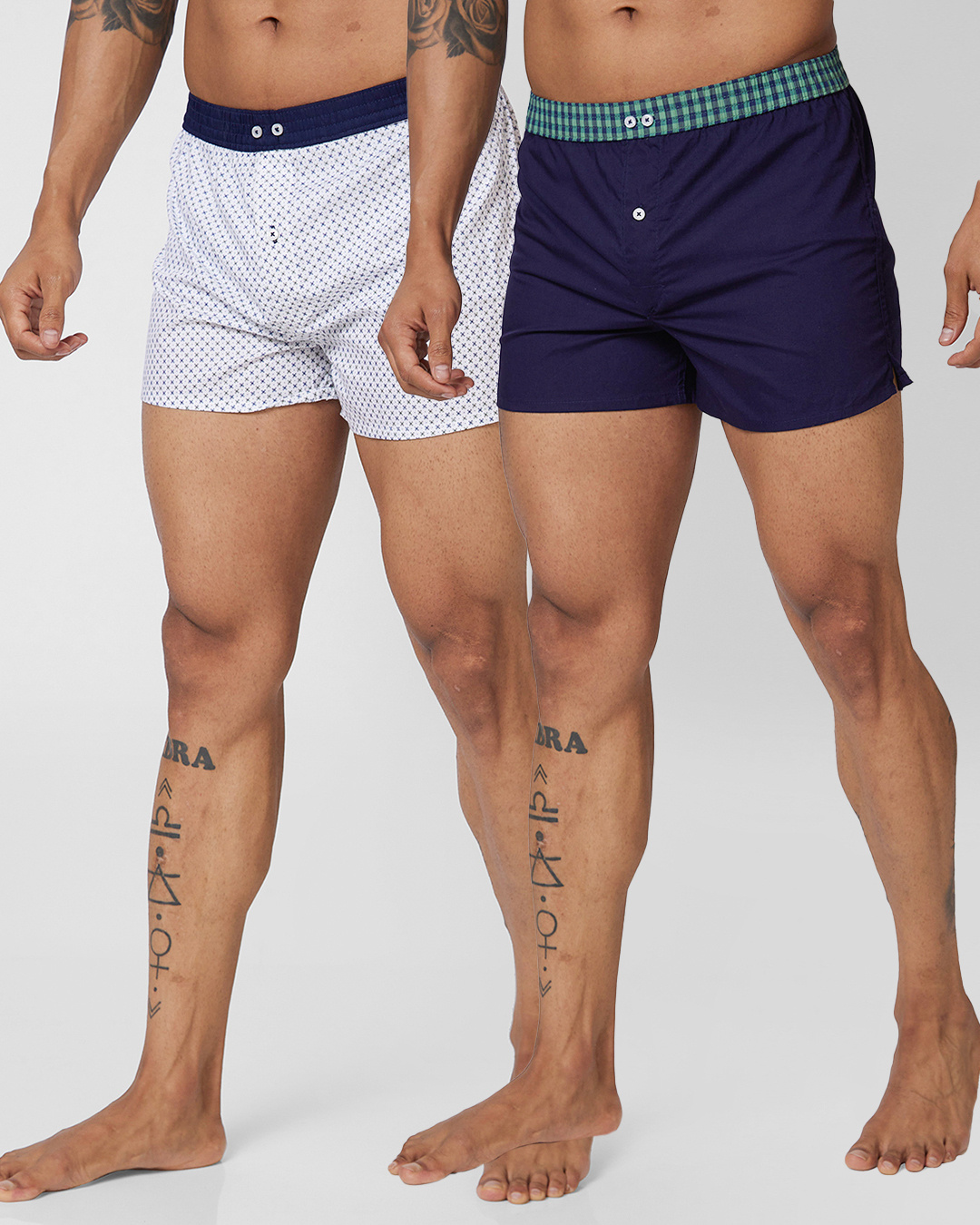Buy Pack of 2 Men's Blue & White Printed Boxers Online in India at Bewakoof