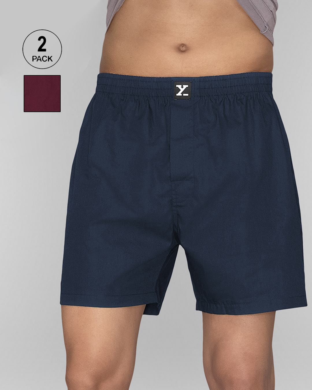 Buy Pack of 2 Men's Midnight Blue & Bold Burgundy Boxers Online in ...