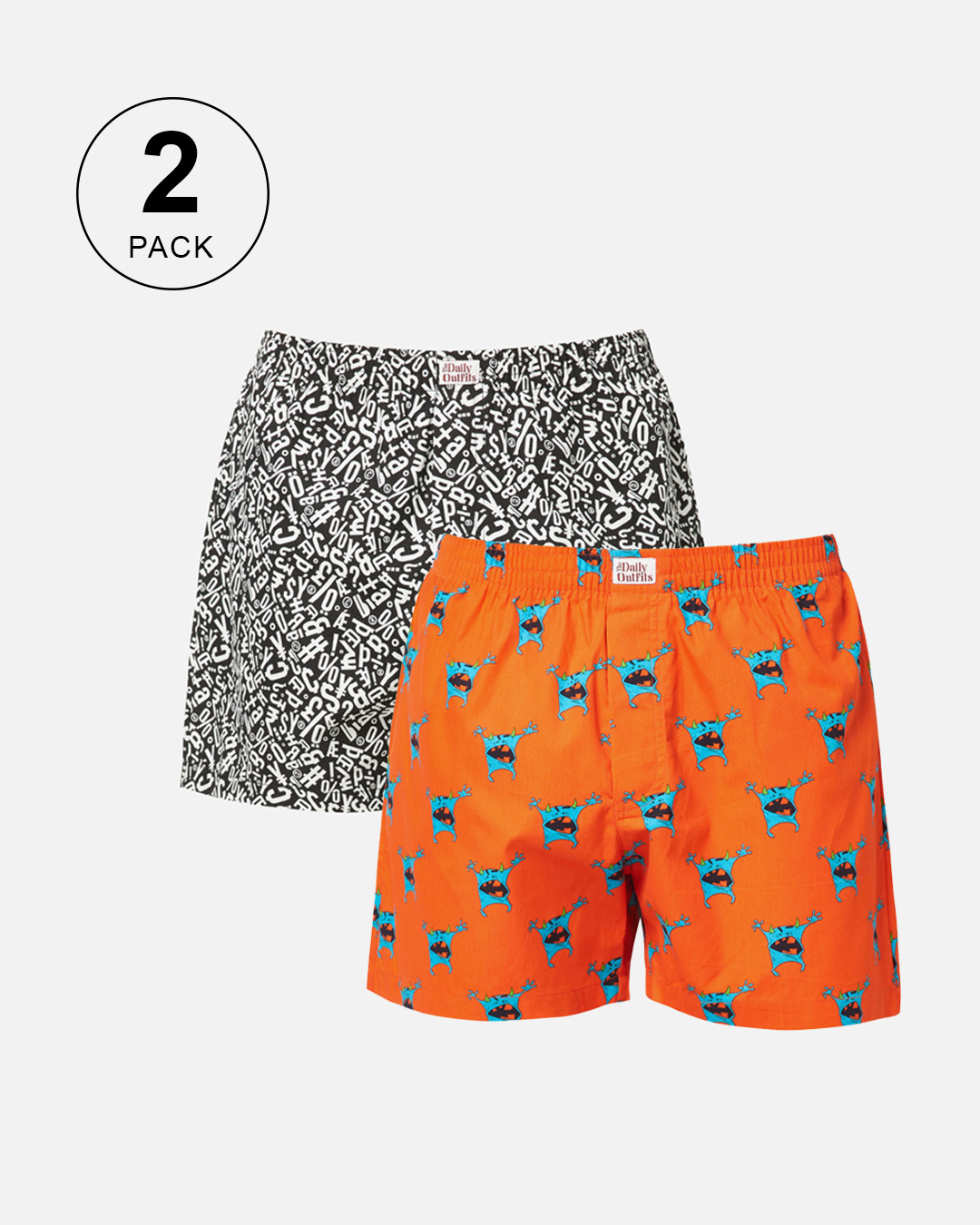 Buy Pack of 2 Men's Black & Orange All Over Printed Boxers Online in ...