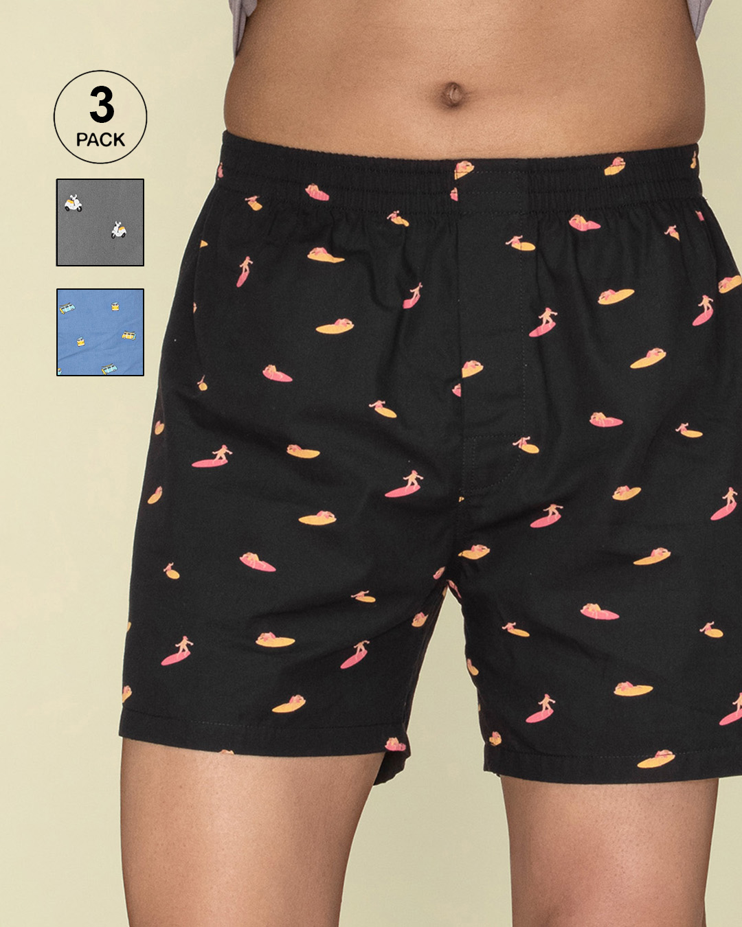 Buy Pack of 3 Men's Multicolor All Over Printed Boxers Online in India ...