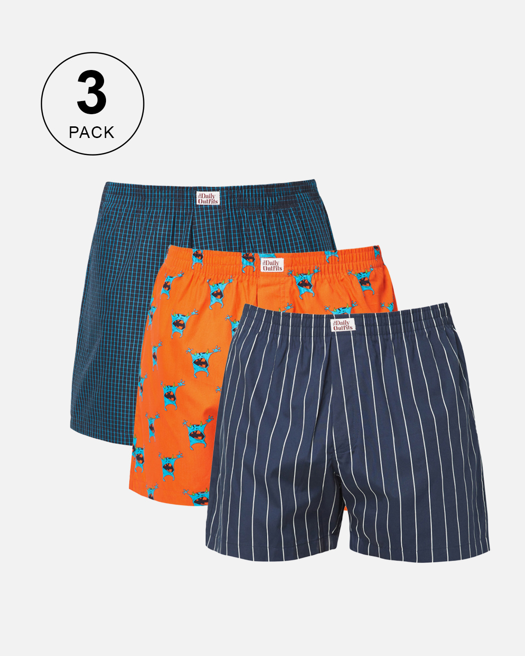 Buy Pack of 3 Men's Multicolor Printed Boxers Online in India at Bewakoof