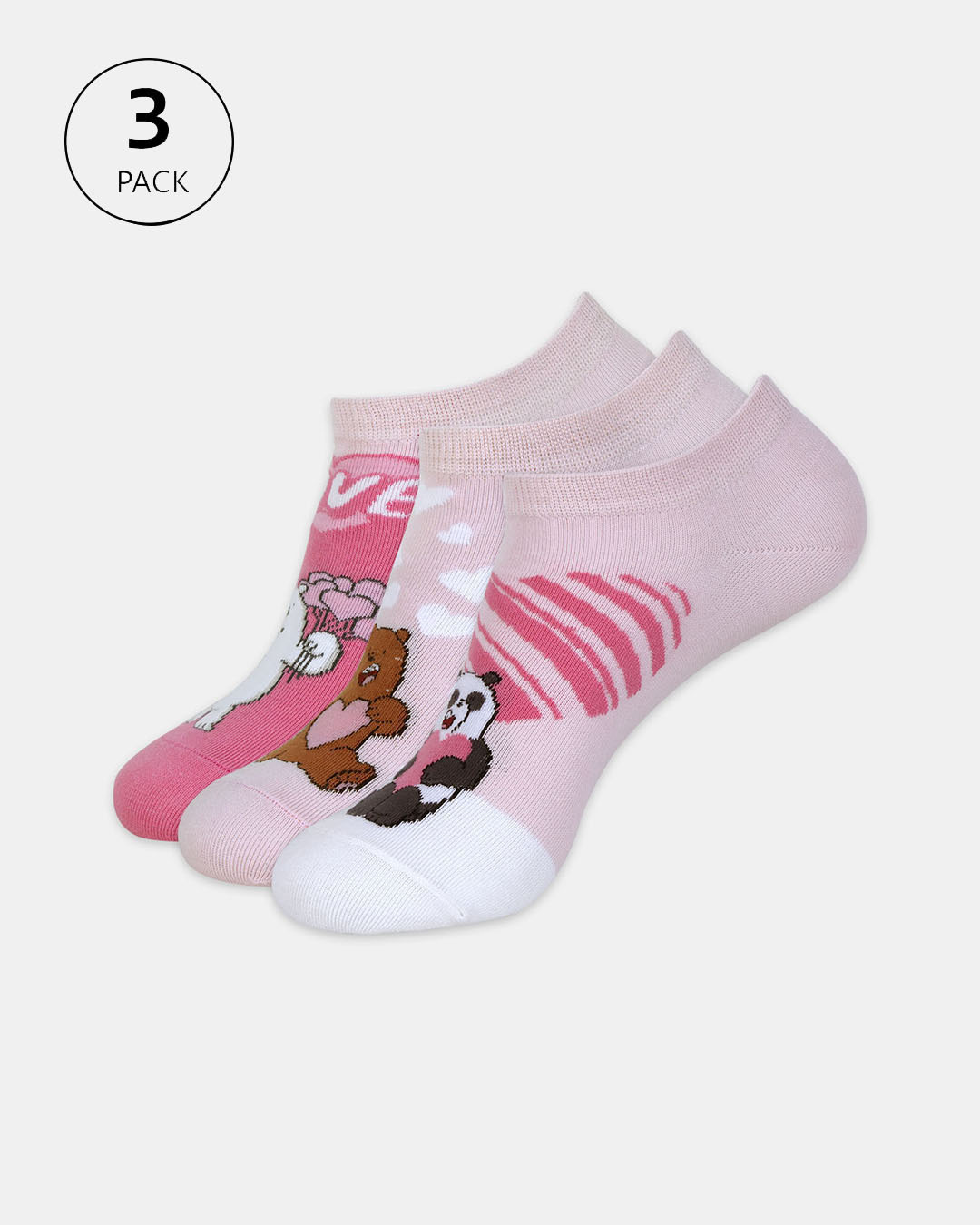Buy Pack of 3 Women's Pink We Bare Bear Graphic Printed Socks Online in India at Bewakoof