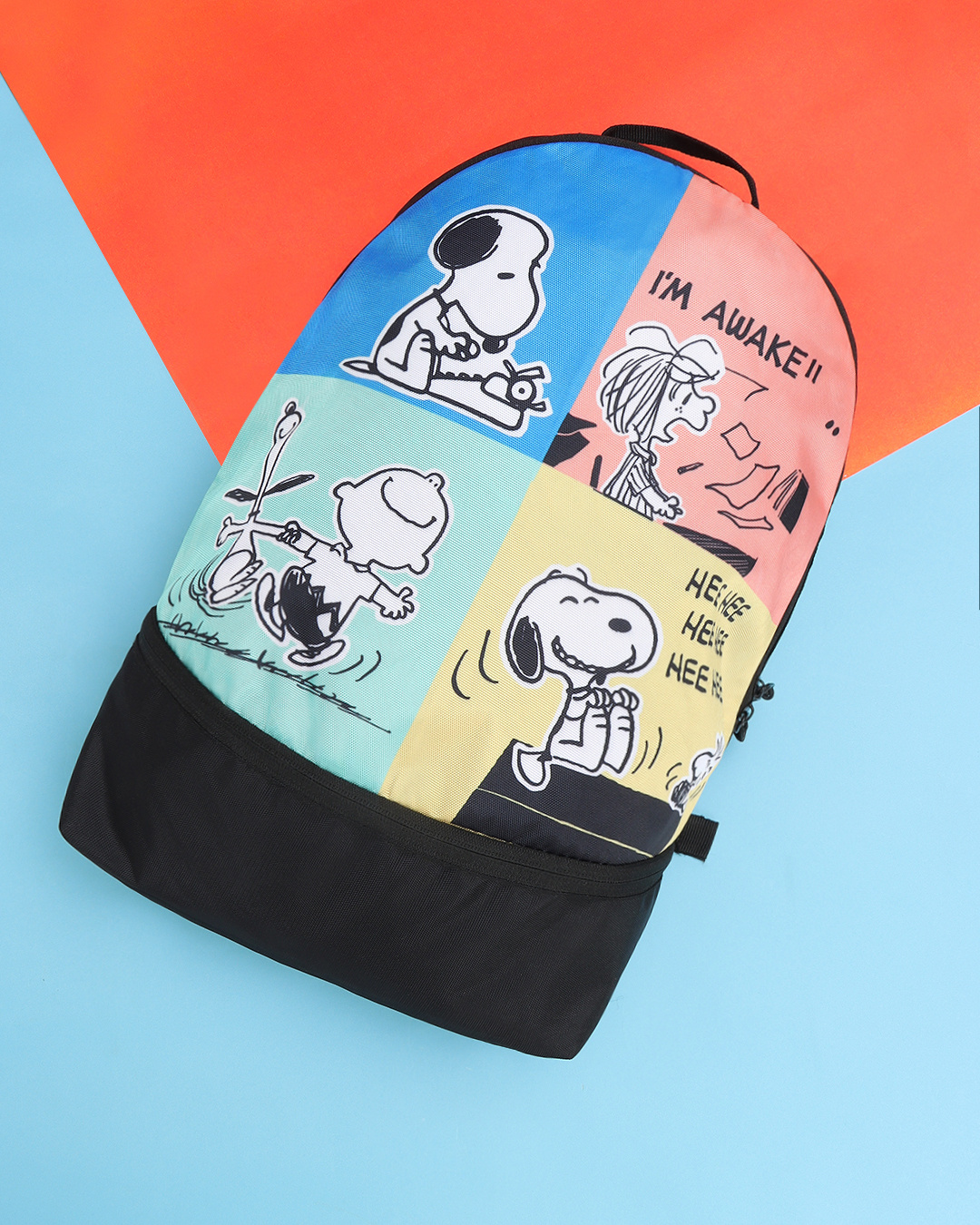 Buy Unisex Black Peanuts Colour Block Small Backpack Online in India at ...