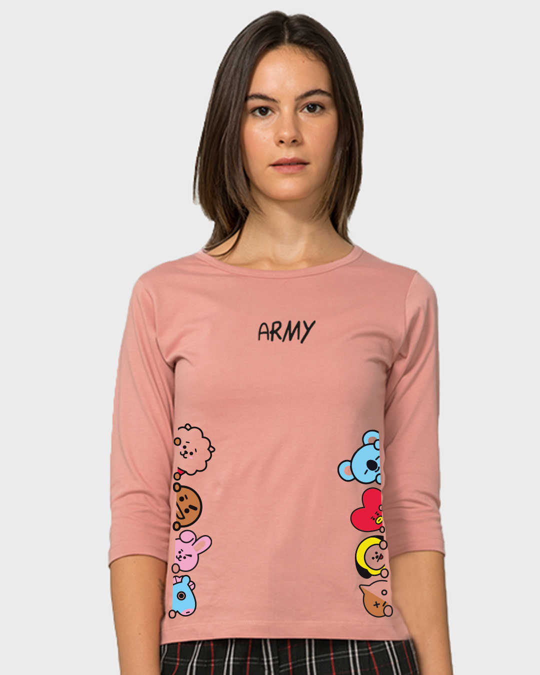Buy Women's Pink Peeking Army Graphic Printed T-shirt Online at Bewakoof