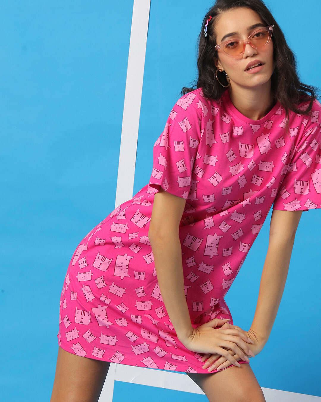 Buy Peppy Pink AOP Dress Online at Bewakoof