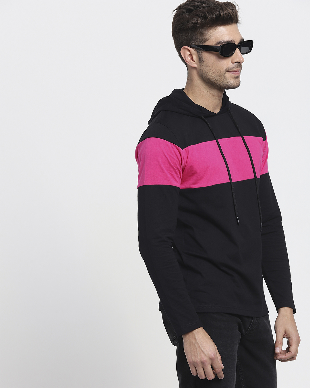 Buy Peppy Pink Color Block Hoodie T-Shirt Online at Bewakoof