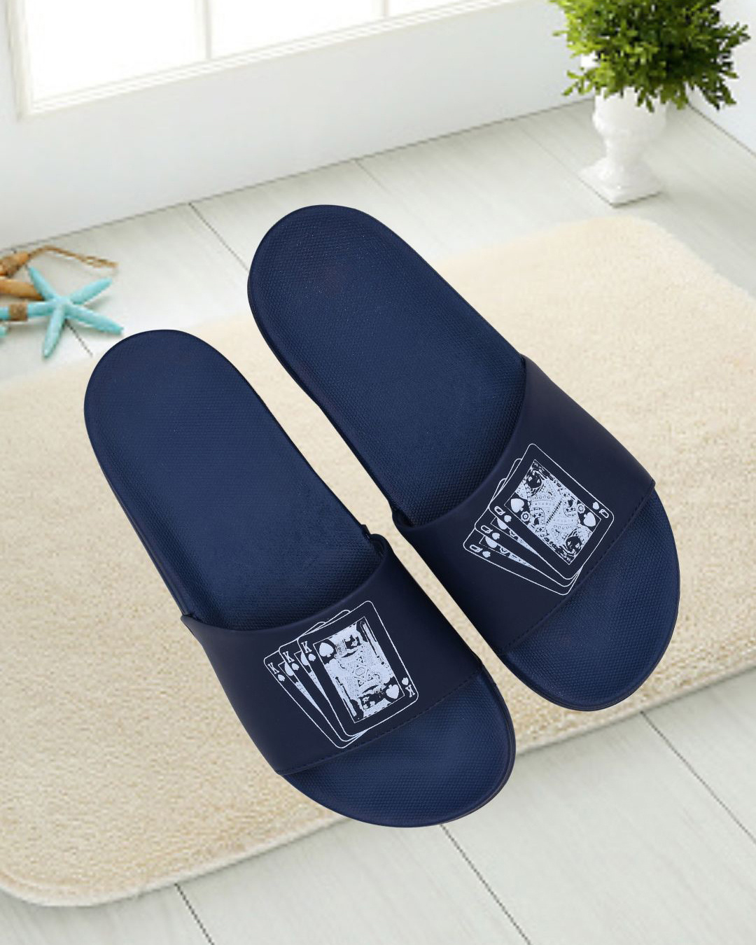 Buy Men's Blue King Card Printed Adjustable Strap Sliders Online in ...