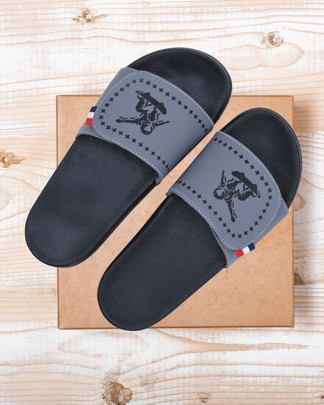 Buy Men's Grey Astronaut Printed Adjustable Strap Sliders Online in ...