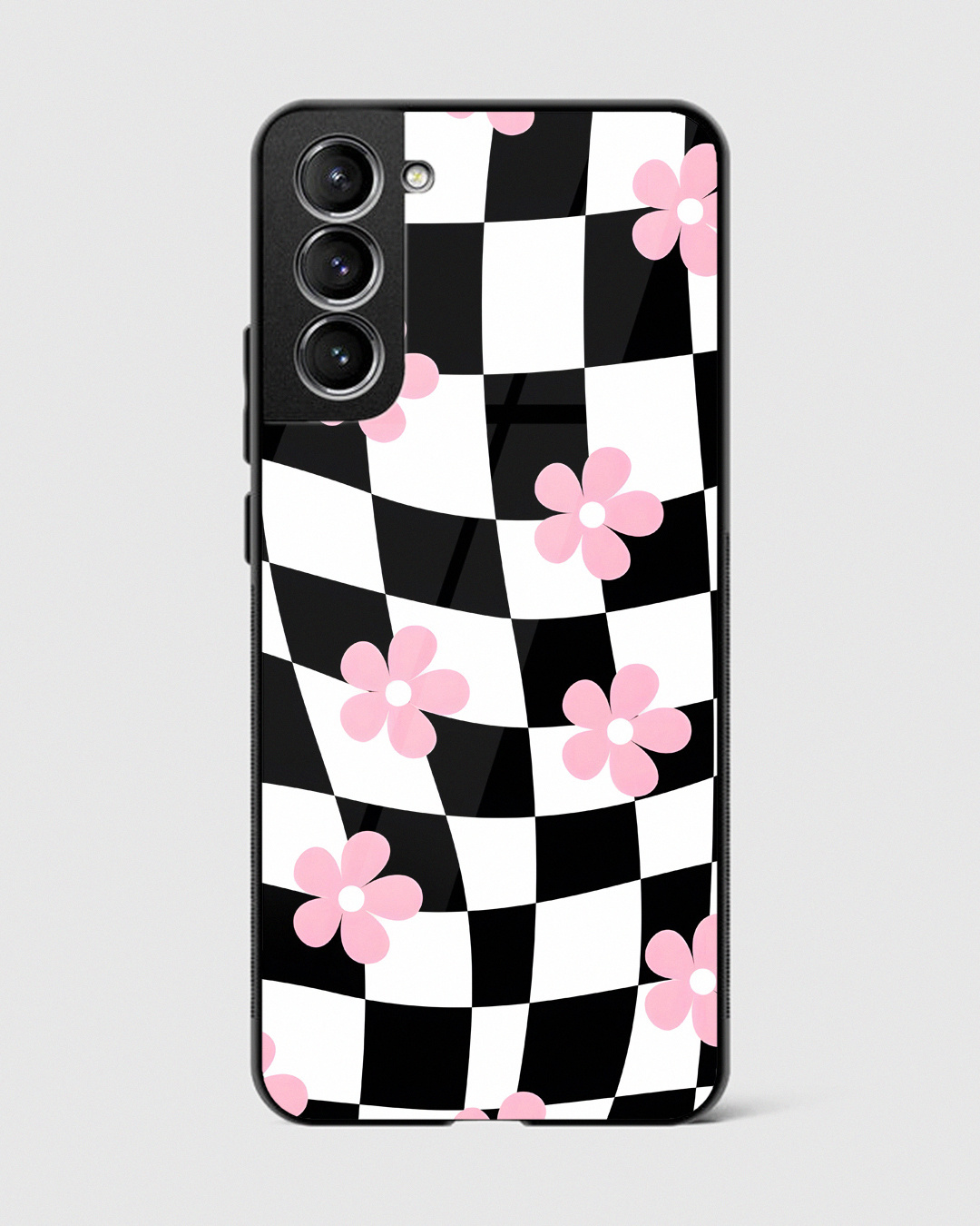 Buy Pink Daisy Checkered Premium Glass Case for Samsung Galaxy S21 FE ...
