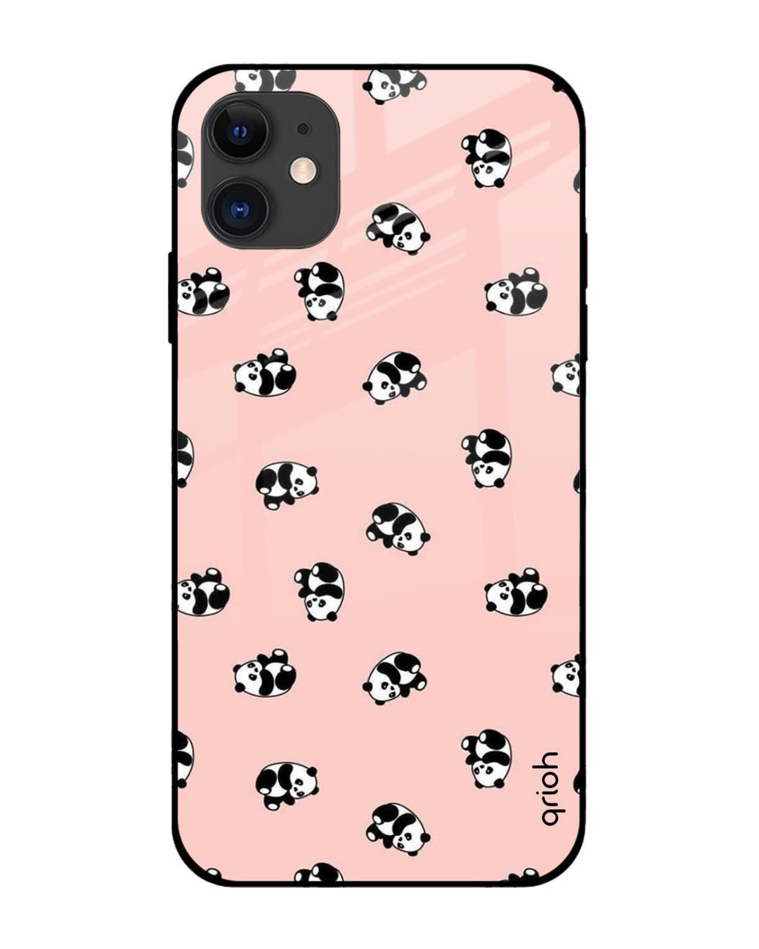 Buy Pink Panda Pattern Premium Glass Case for Apple iPhone 12 (Shock ...