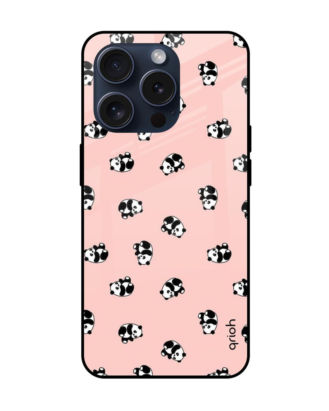 Buy Pink Panda Pattern Premium Glass Case for Apple iPhone 15 Pro ...