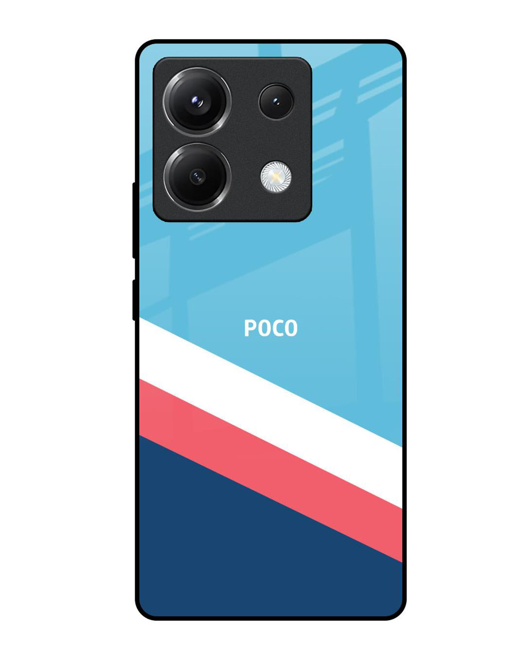 Buy Pink & White Stripes Premium Glass Case For Poco X6 5G(Shock Proof ...