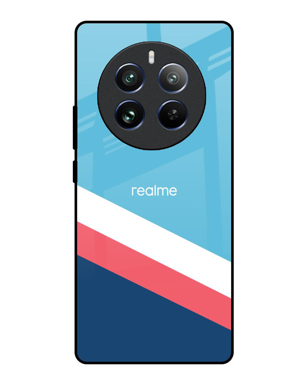 Buy Pink & White Stripes Premium Glass Case For Realme 12 Pro 5G(Shock ...