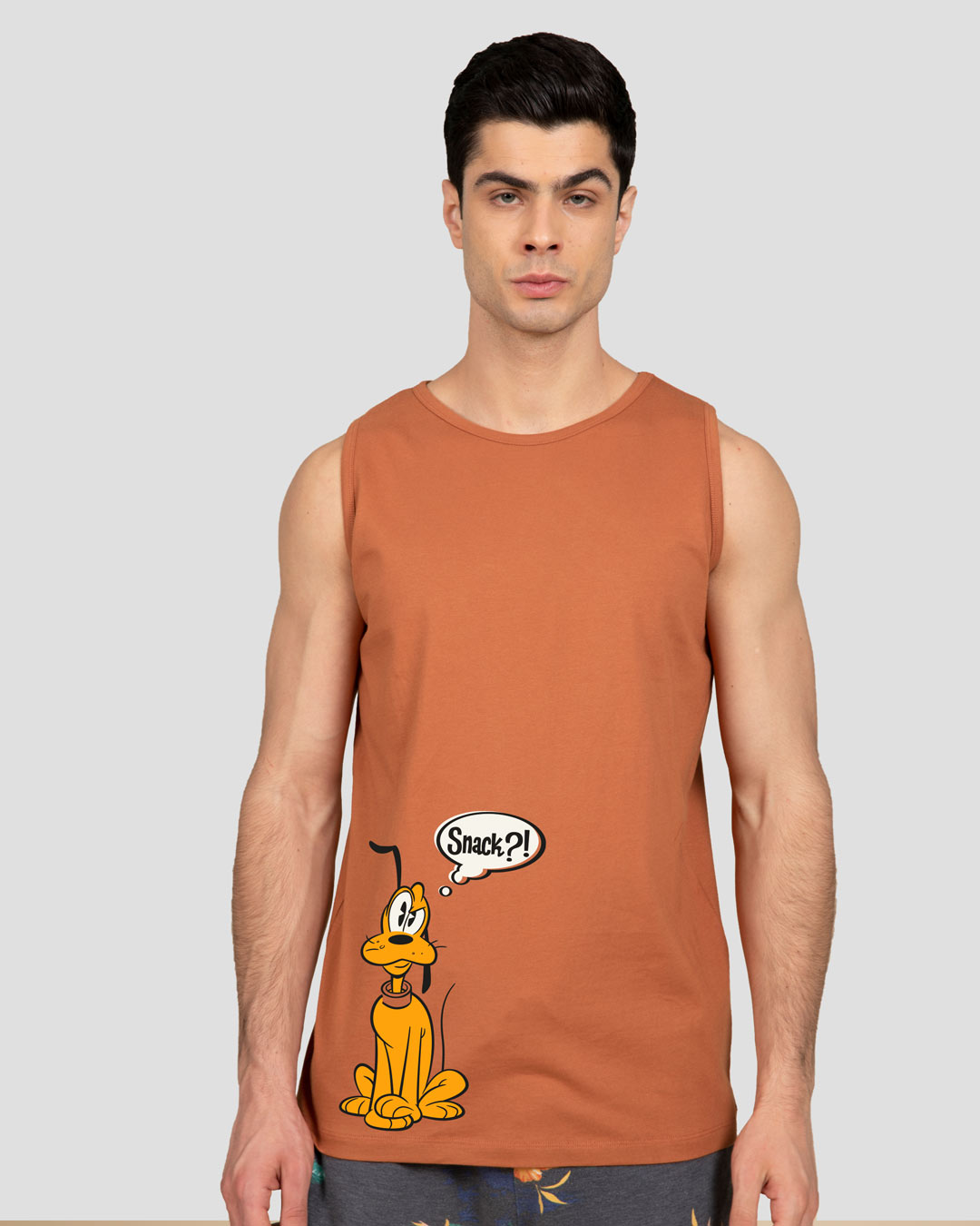 Buy Pluto Snack Round Neck Vest (DL) Vintage Orange Online at Bewakoof
