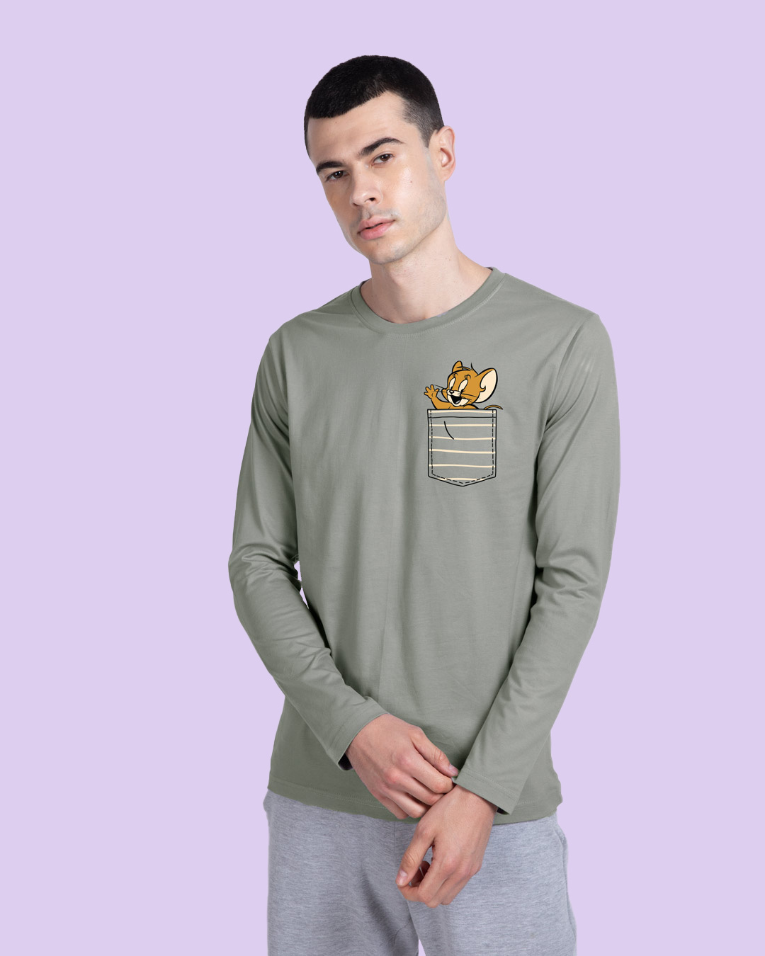 Buy Men's Grey Pocket Jerry (TJL) Graphic Printed T-shirt Online at ...