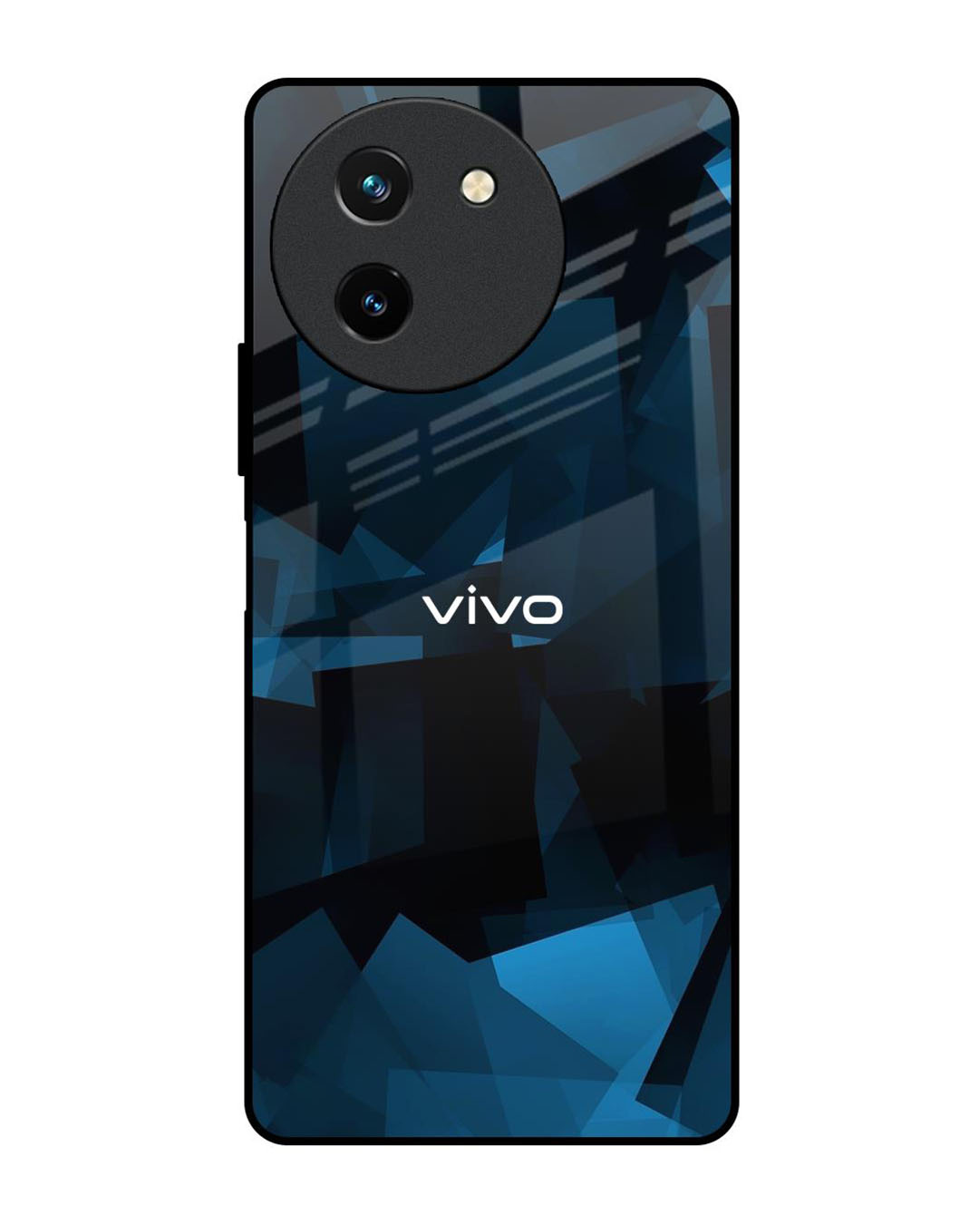 Buy Polygonal Blue Box Premium Glass Case For Vivo T3X 5G(Shock Proof ...
