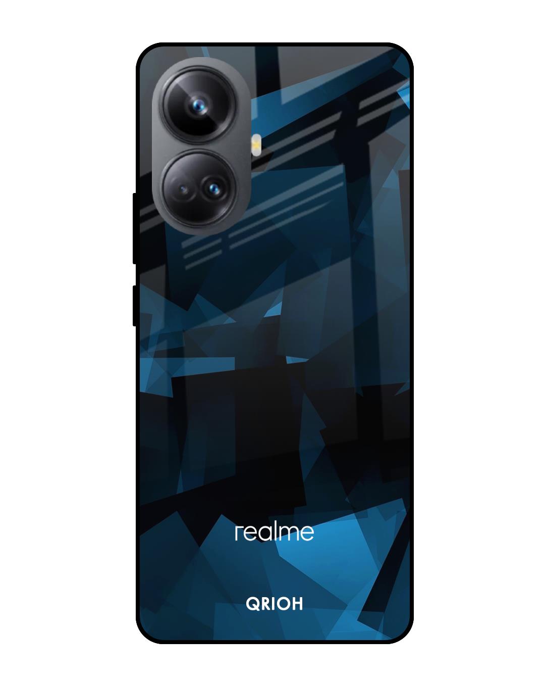 Buy Polygonal Blue Box Printed Premium Glass Case For Realme 10 ProPlus ...