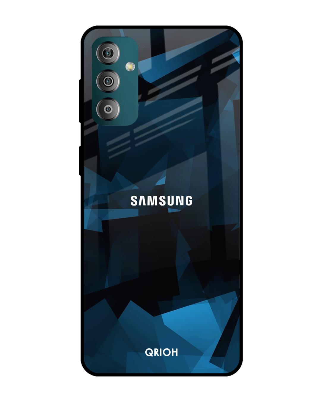 Buy Polygonal Blue Box Printed Premium Glass Cover For Samsung Galaxy ...