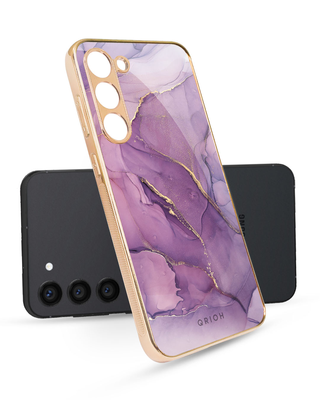 Buy Purple Gold Marble Copper Metallic Gold Premium Glass Case for ...