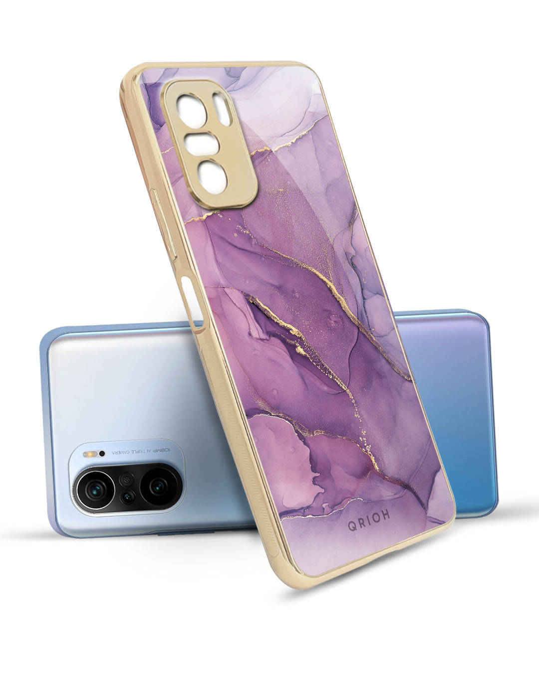 Buy Purple Gold Marble Metallic Gold Premium Glass Case for Mi 11X ...