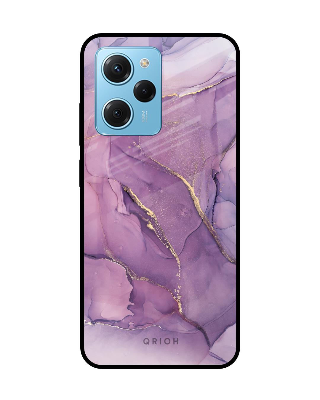 Buy Purple Gold Marble Premium Glass Case for Poco X5 Pro 5G (Shock ...