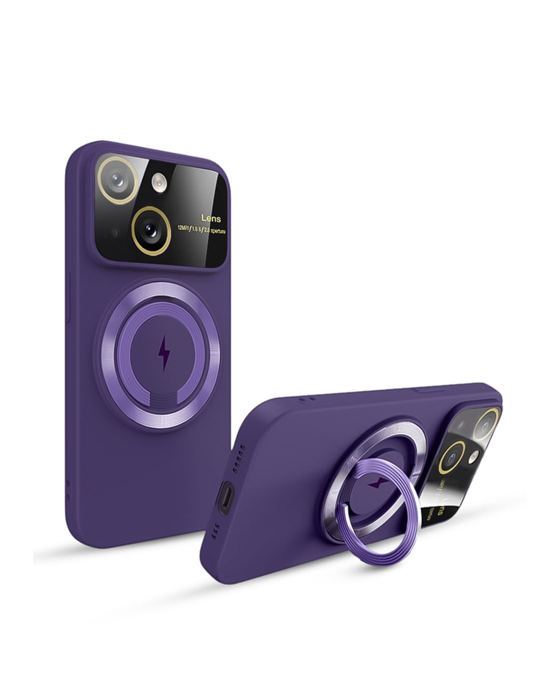 Buy Purple Silicon Magsafe Case with Stand for Apple iPhone 15 Plus ...