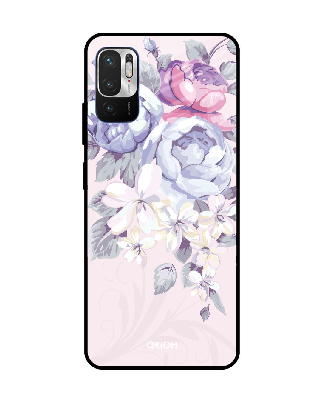 Buy Qrioh Elegant Floral Glass case for Redmi Note 10T 5G Online in ...