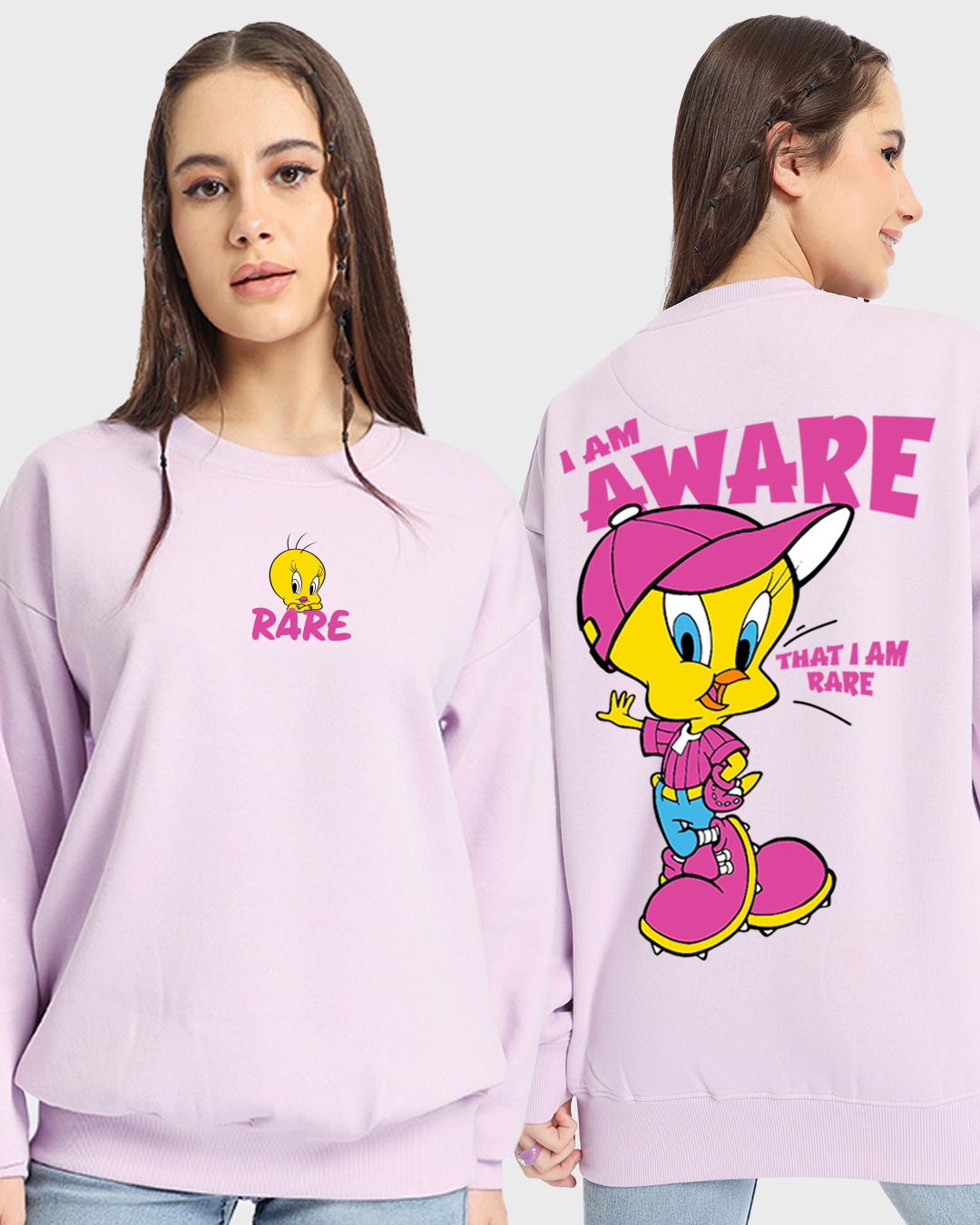 Buy Women's Purple Rare Tweety Graphic Printed Oversized Sweatshirt for ...