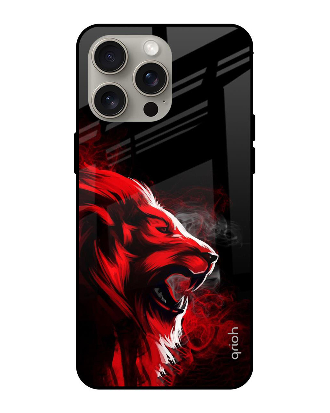 Buy Red Angry Lion Premium Glass Case for Apple iPhone 15 Pro Max ...