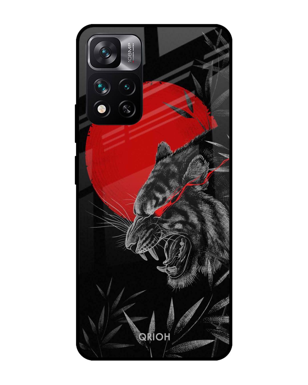Buy Red Moon Tiger Printed Premium Glass Cover For Mi 11i (Impact ...
