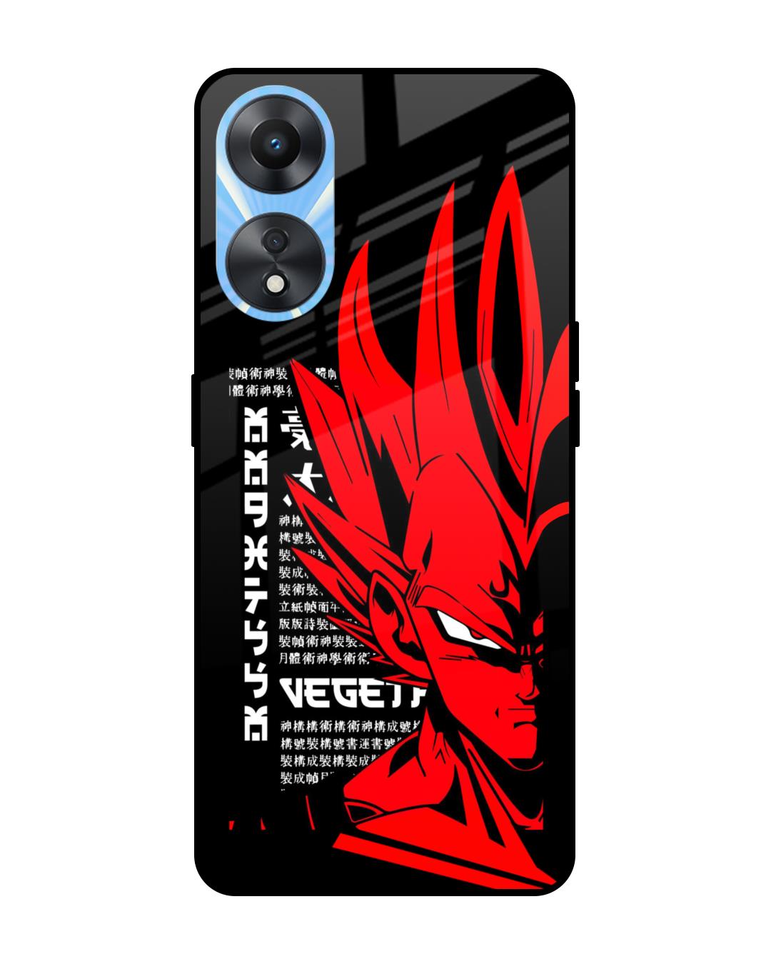 Buy Red Vegeta Premium Glass Case for Oppo A58 5G (Shock Proof, Scratch ...