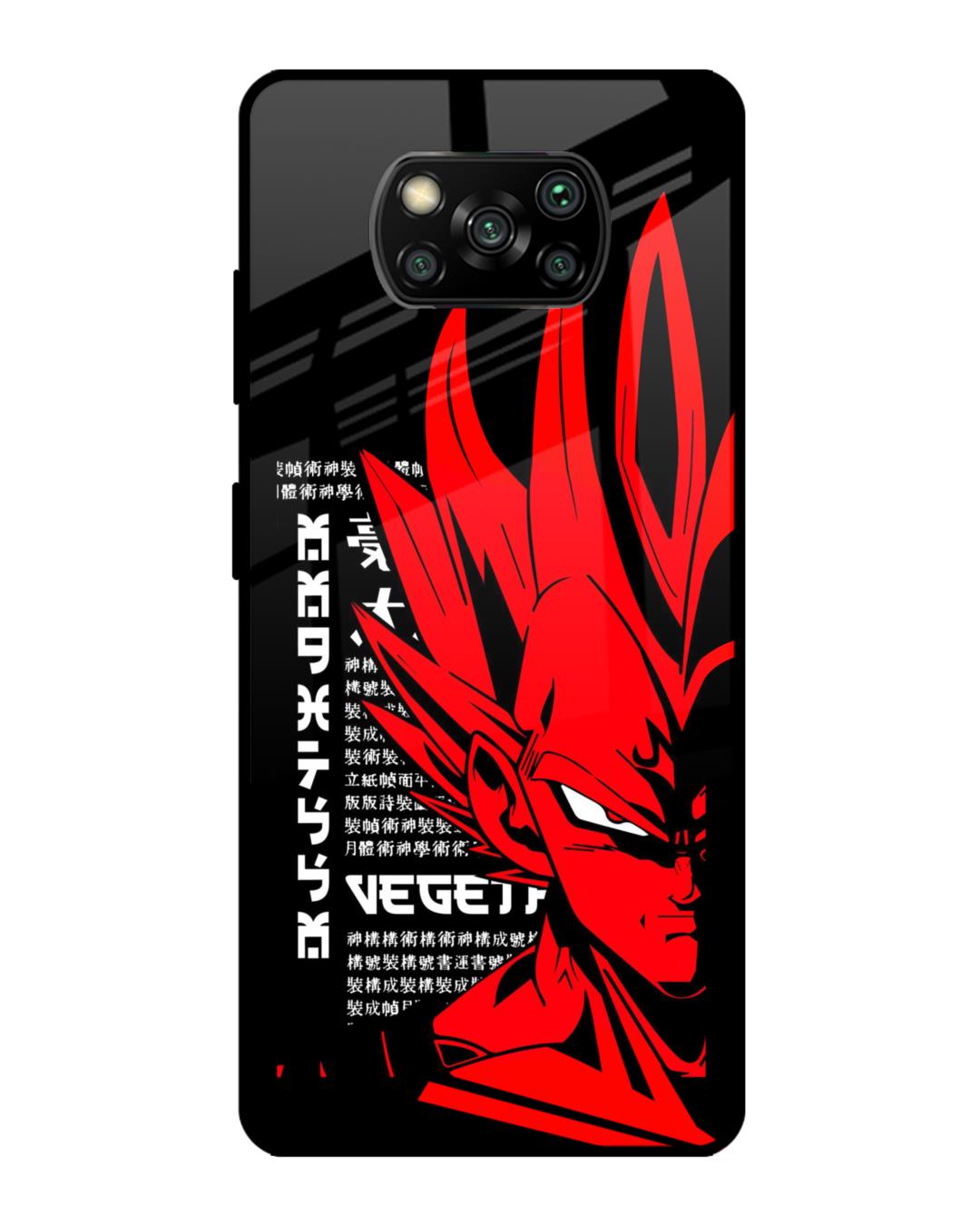 Buy Red Vegeta Premium Glass Case for Poco X3 Pro(Shock Proof, Scratch ...