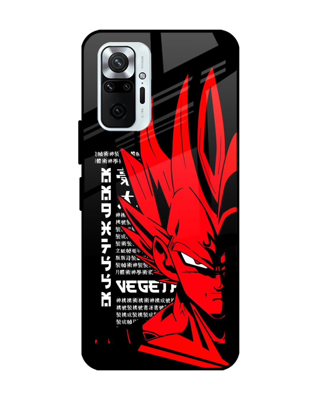 Buy Red Vegeta Premium Glass Case for Redmi Note 10 Pro (Shock Proof ...