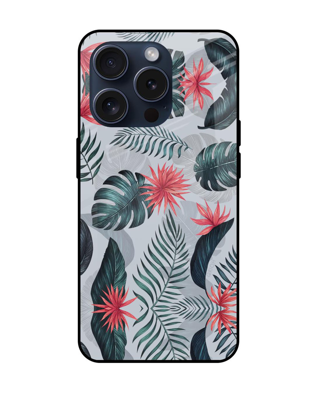 Buy Retro Floral Leaf Premium Glass Case for Apple iPhone 15 Pro (Shock Proof, Scratch Resistant ...