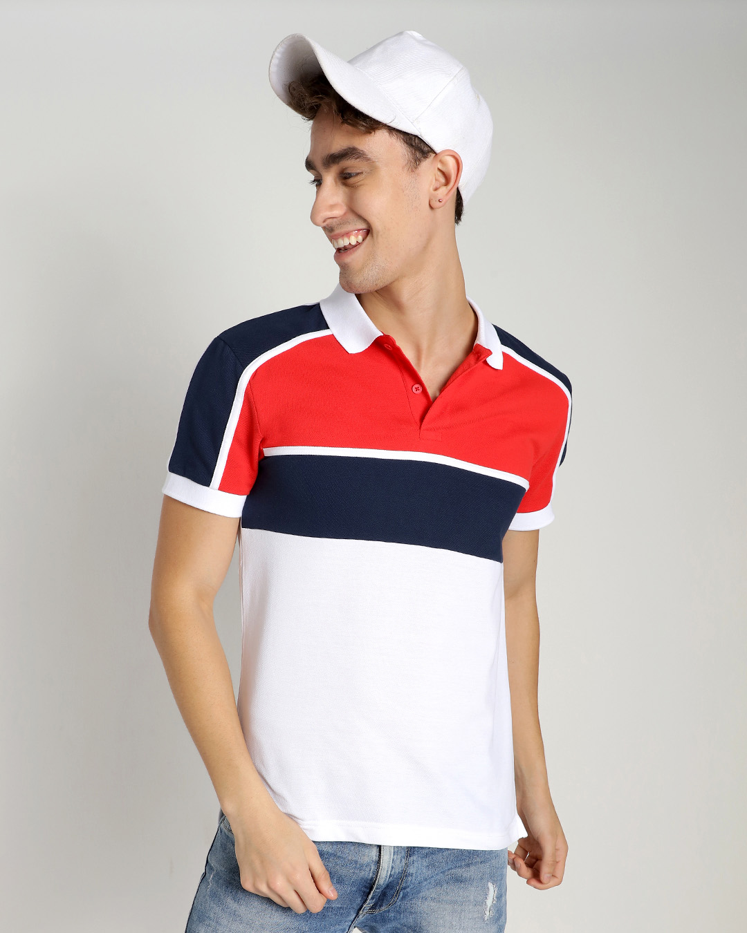 Buy Retro Red Color Block Polo T-Shirt Online at Bewakoof