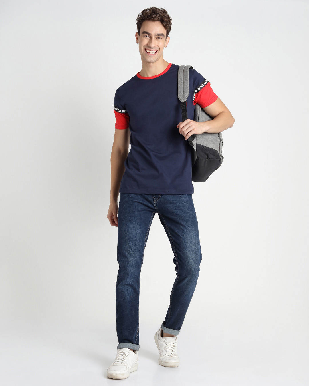 Buy Retro Red Color Block Sleeve T-Shirt Online at Bewakoof