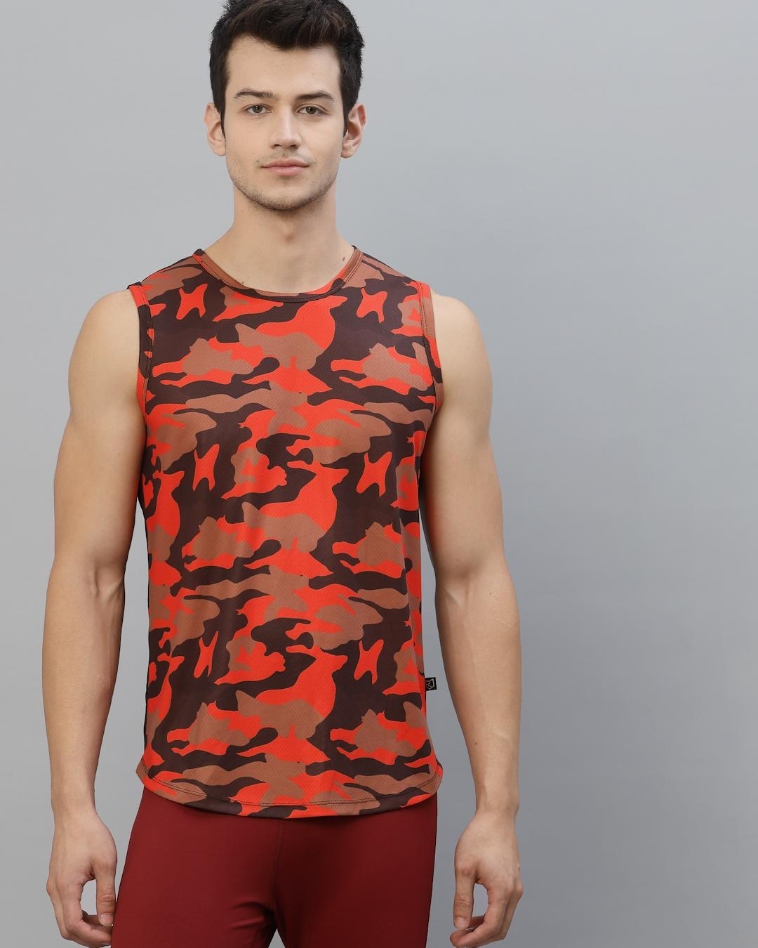 Buy Rigo Men's Orange Camouflage Printed Slim Fit Vest Online at Bewakoof