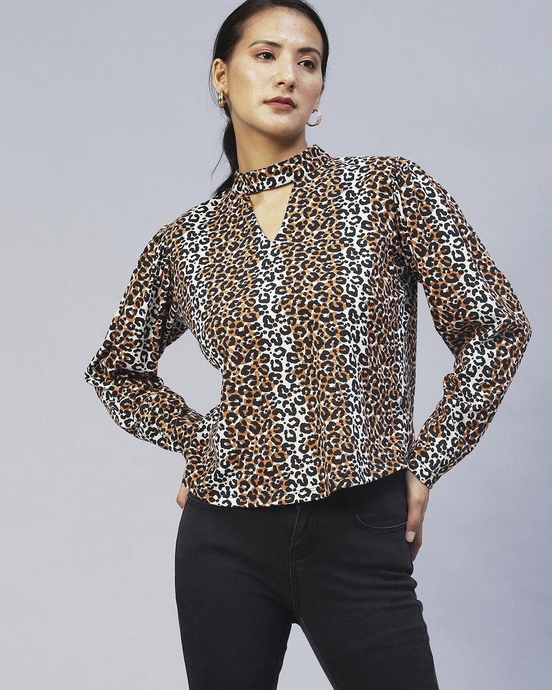 Buy Rigo Women's Brown Animal Printed Slim Fit Top Online at Bewakoof
