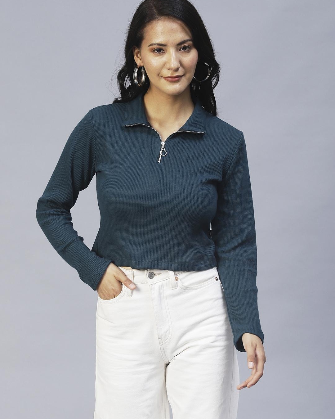 Buy Rigo Women's Green Slim Fit Short Top Online at Bewakoof