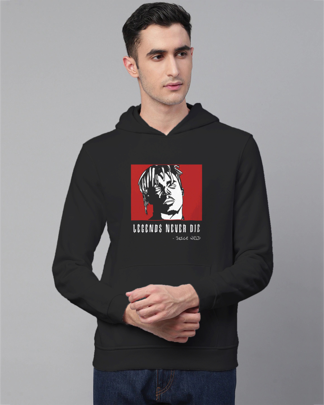 Buy Rozes.in Men's Black Juice Wrld Regular Fit Hoodie Online at Bewakoof