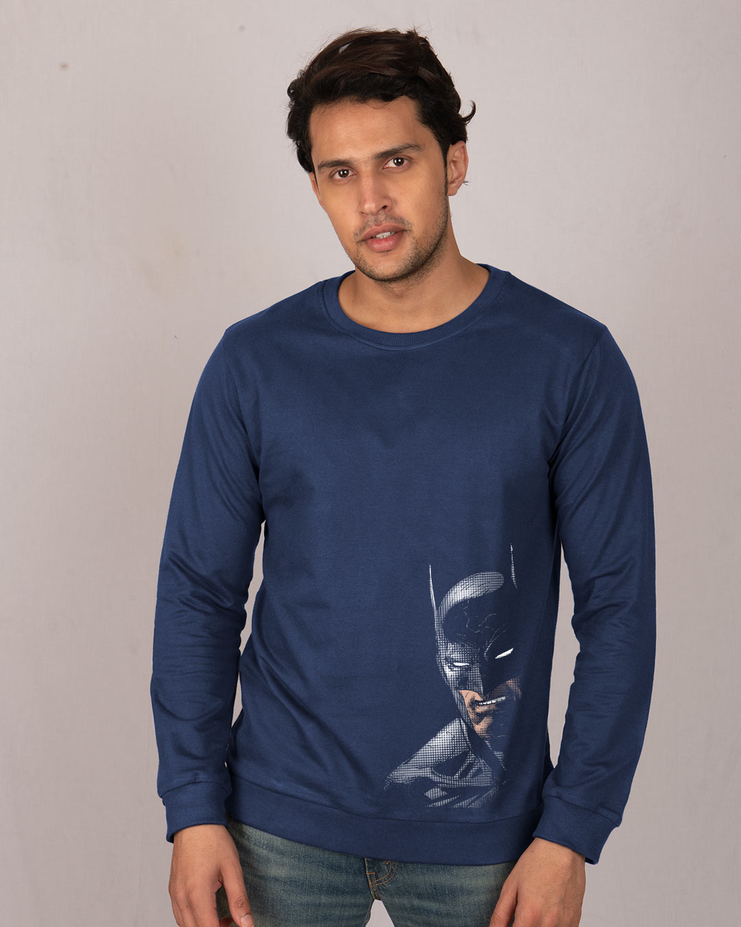 Buy Shadowy Batman Fleece Light Sweatshirt for Men blue Online at Bewakoof