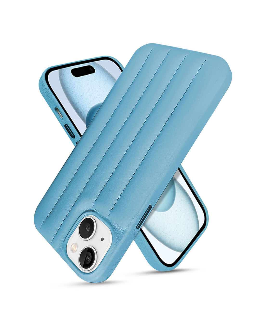 Buy Sky Blue Stitch Leather Case for Apple iPhone 15 Plus Online in India at Bewakoof