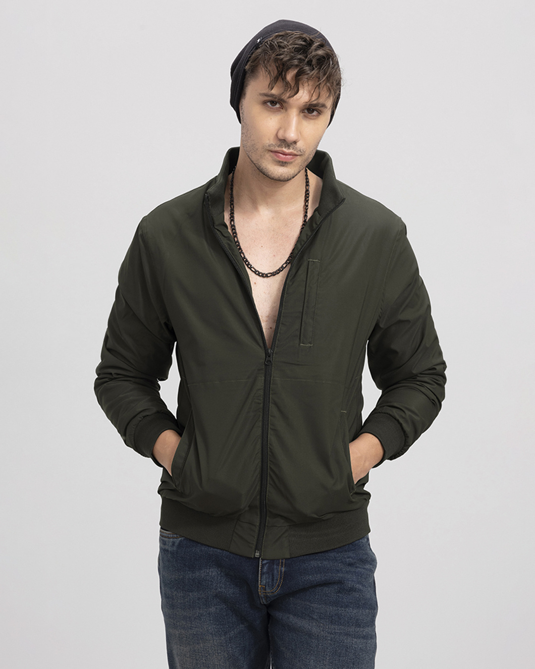 Buy Snitch Men's Green Slim Fit Jacket Online at Bewakoof