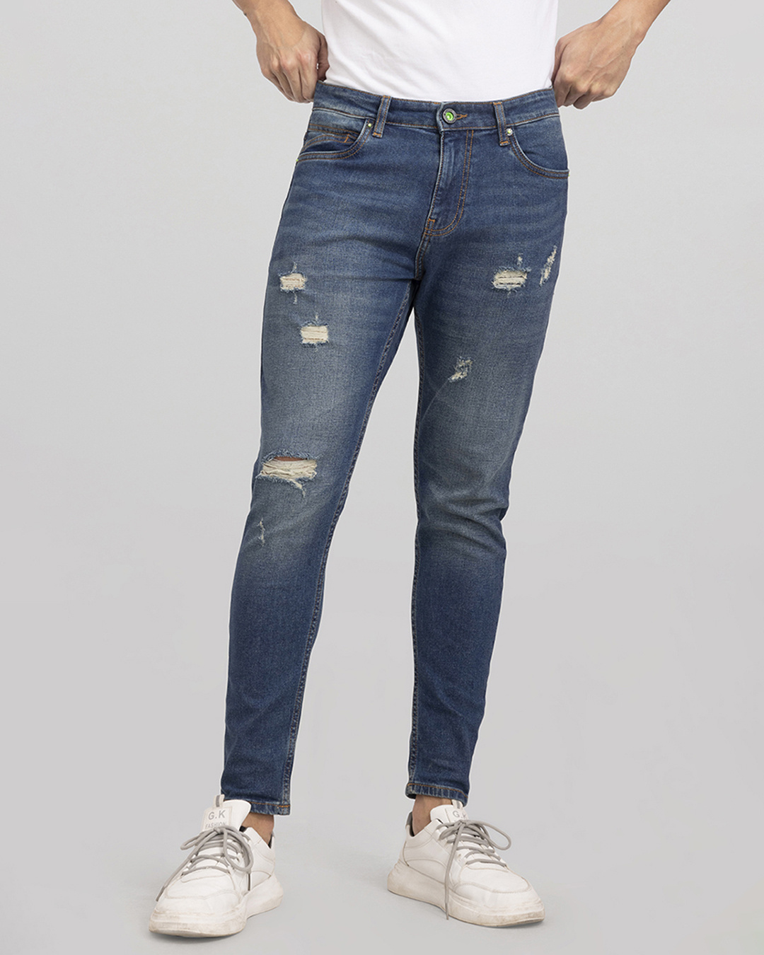 Buy Men's Willy Blue Distressed Skinny Fit Jeans Online at Bewakoof